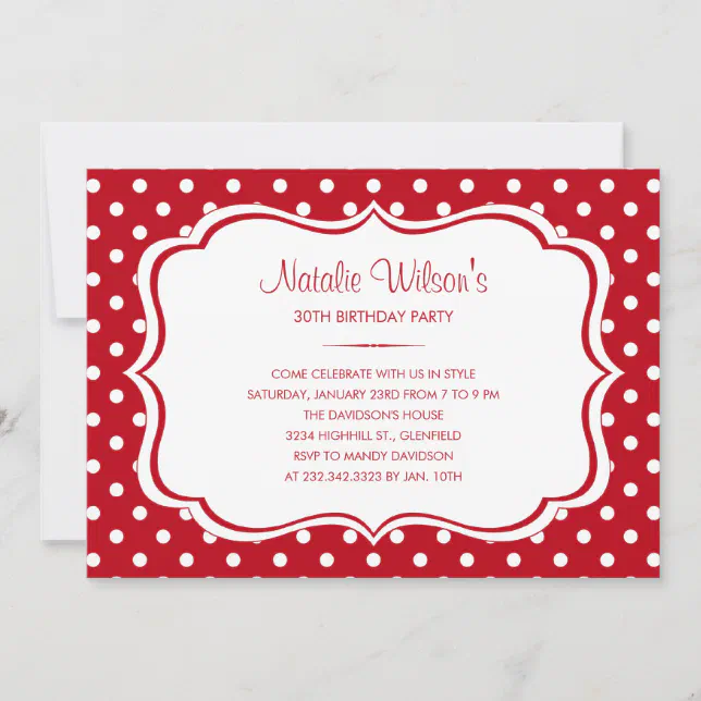 Red and White Polka Dot Invitations | Zazzle