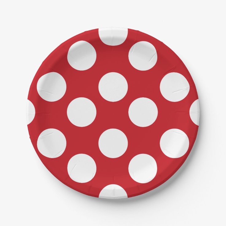 Red and White Polka Dot Paper Plates | Zazzle