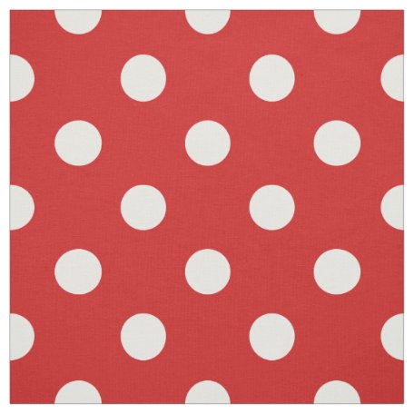 White and Red Polka Dot Fabric | Zazzle