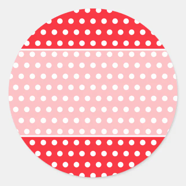 Red and White Polka Dot Pattern. Spotty. Classic Round Sticker | Zazzle
