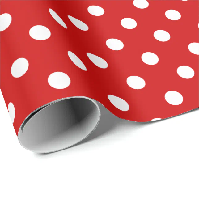 Red and white polka dots Christmas wrapping paper | Zazzle