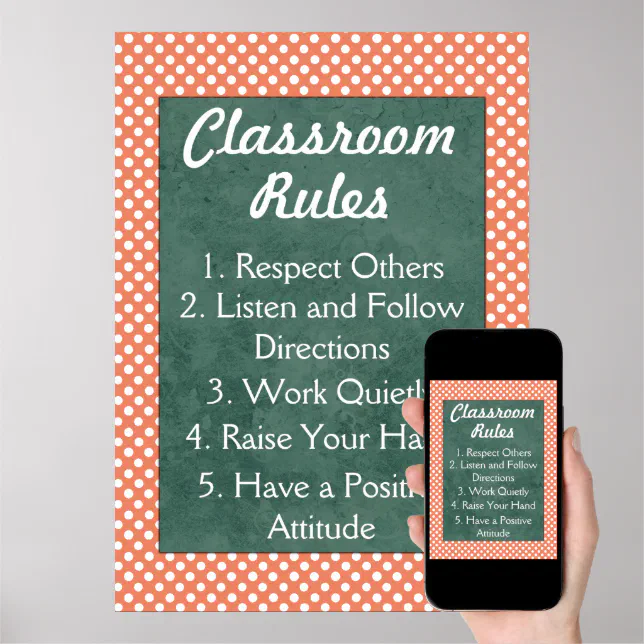 Red and White Polka Dots Classroom Rules Poster | Zazzle