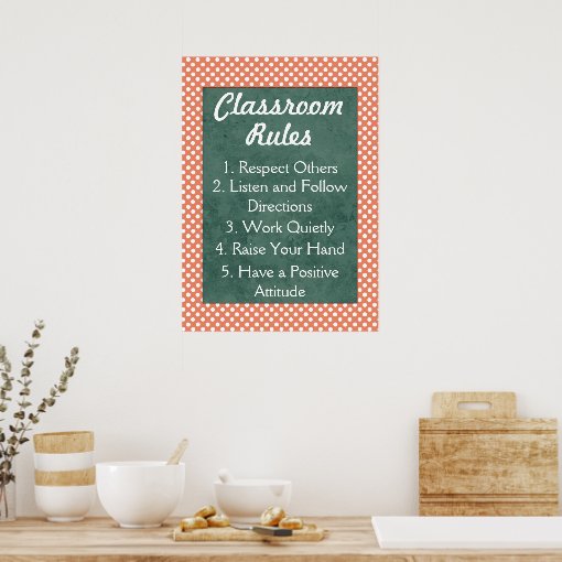 Red and White Polka Dots Classroom Rules Poster | Zazzle