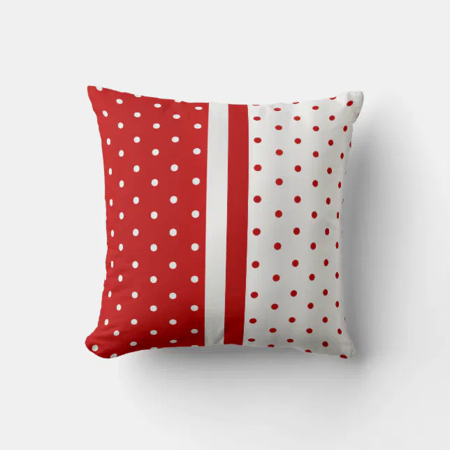 Red and White Polka Dots Throw Pillow | Zazzle