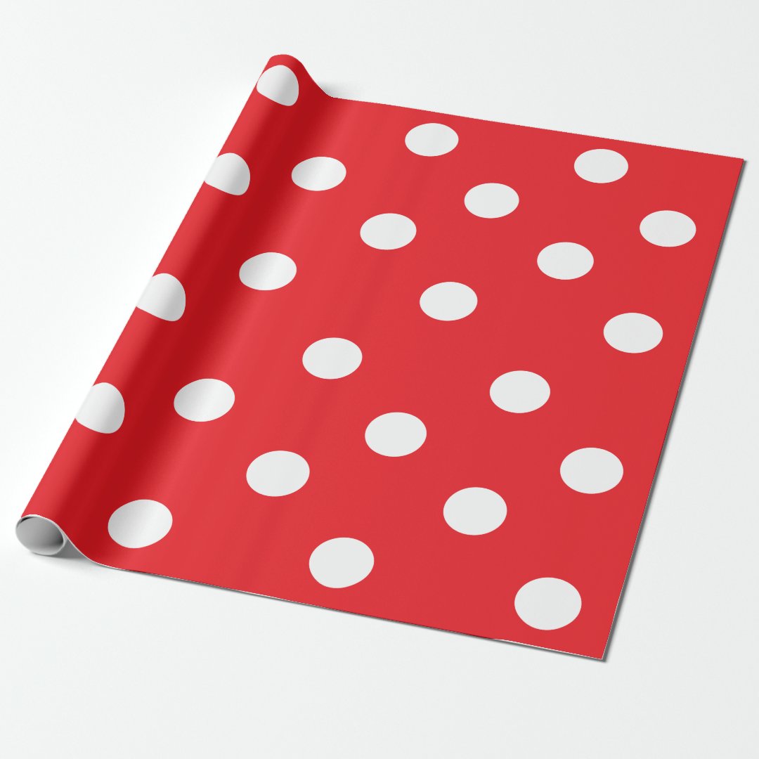 Red and White Polka Dots Wrapping Paper 30" x 6'' | Zazzle