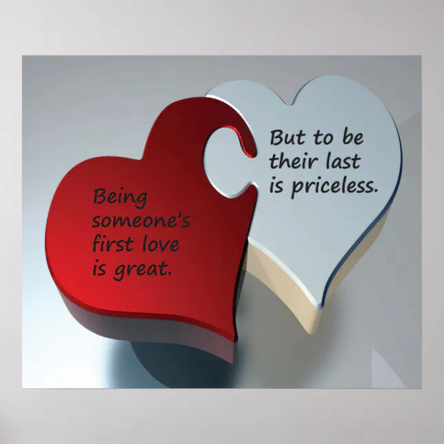 Red and white puzzle pieces, second love poster | Zazzle
