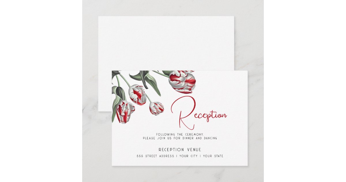Red and White Rembrandt Tulips Invitation | Zazzle