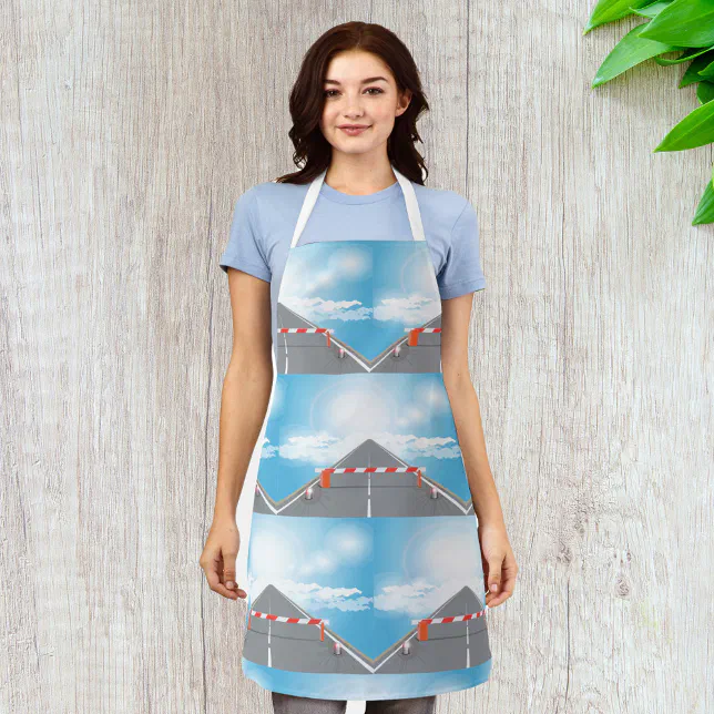 Red and White Road Barrier Blocked Access Apron | Zazzle