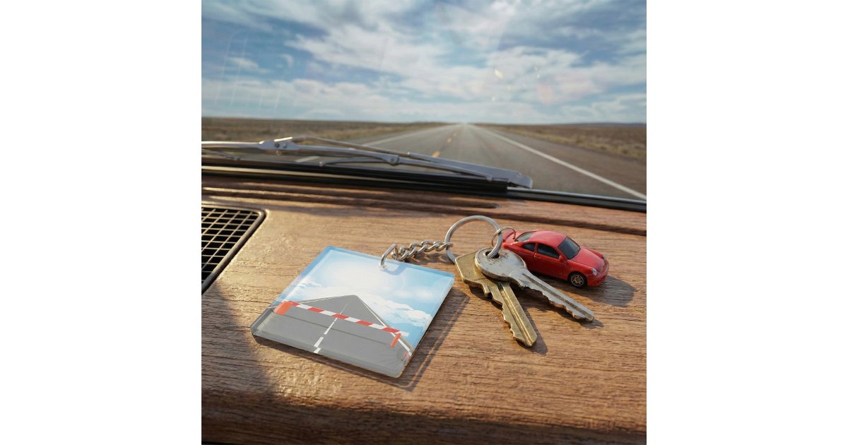 Red and White Road Barrier Blocked Access Keychain | Zazzle
