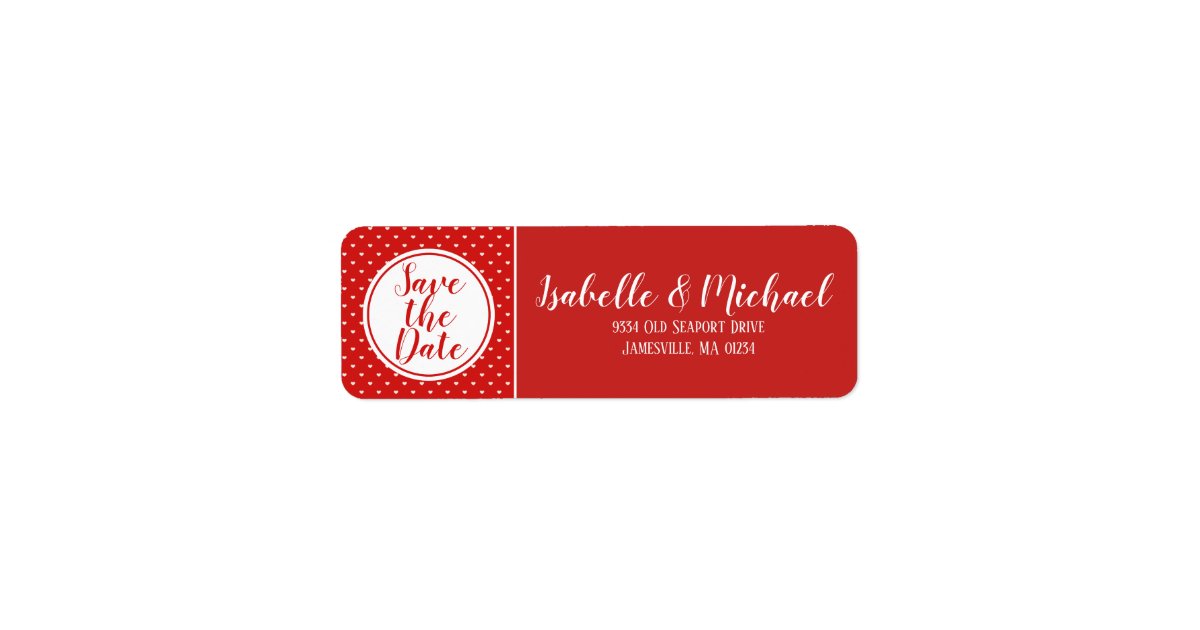 Red and White Save the Date Return Address Labels | Zazzle