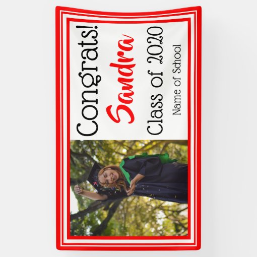 Red and White School Colors Photo Banner | Zazzle
