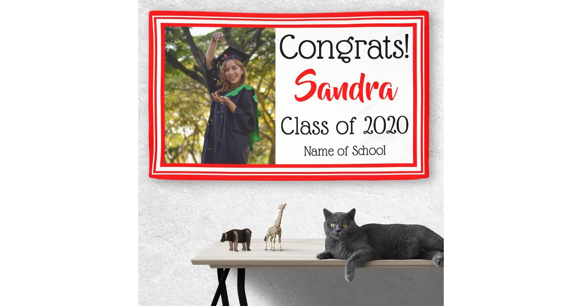 Red and White School Colors Photo Banner | Zazzle