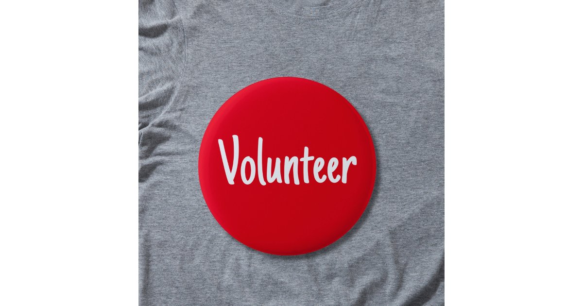 Red and White Simple Volunteer Button | Zazzle