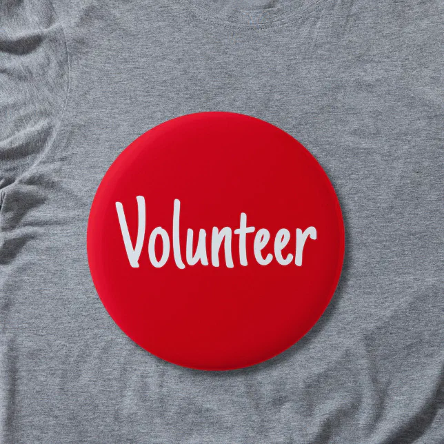 Red and White Simple Volunteer Button | Zazzle