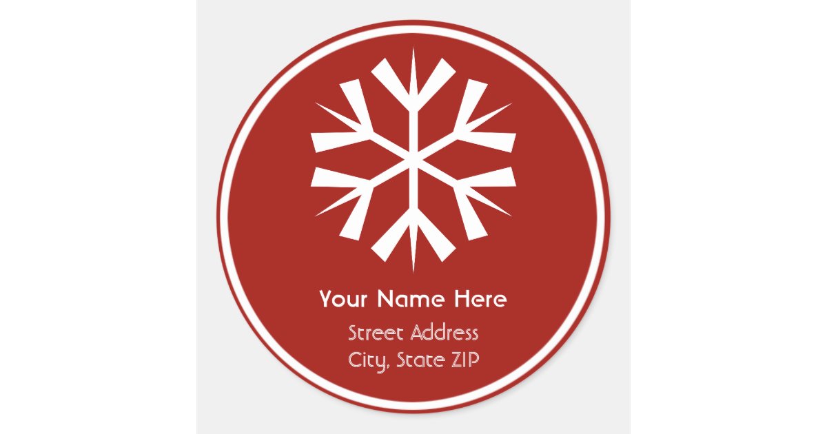 Red and White Snowflake Address Label Sticker | Zazzle