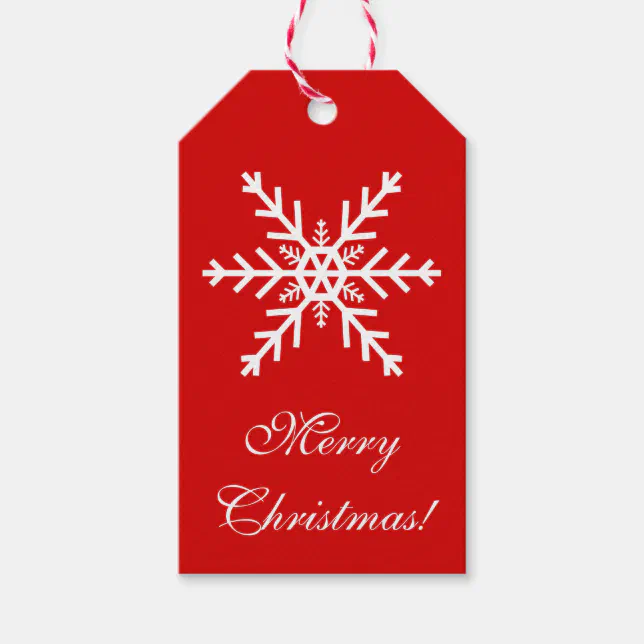 Red And White Snowflake Gift Tags | Zazzle
