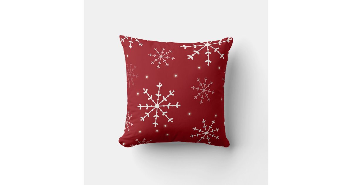 Red and White Snowflake Pillow | Zazzle