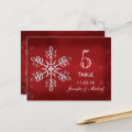 Red and White Snowflake Wedding Table Number Cards | Zazzle