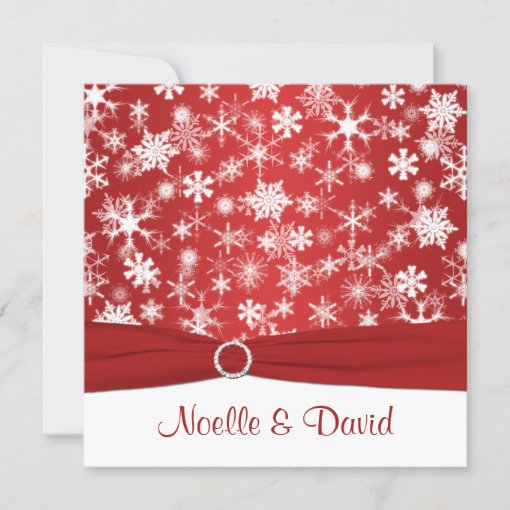 Red and White Snowflakes Wedding Invitation | Zazzle