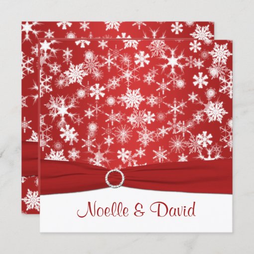 Red and White Snowflakes Wedding Invitation | Zazzle