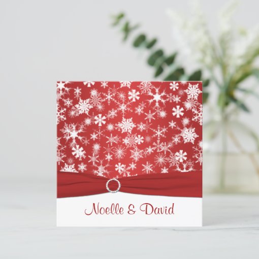 Red and White Snowflakes Wedding Invitation | Zazzle