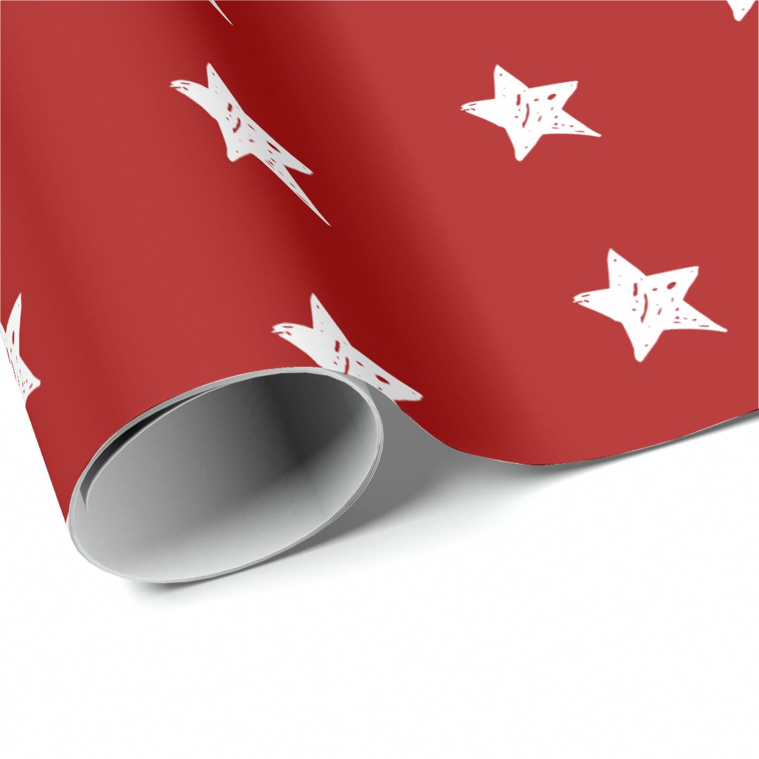 Red and White Stars Wrapping Paper | Zazzle