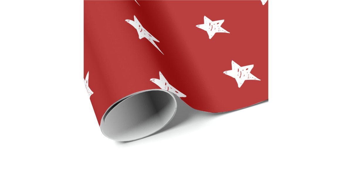 Red and White Stars Wrapping Paper | Zazzle