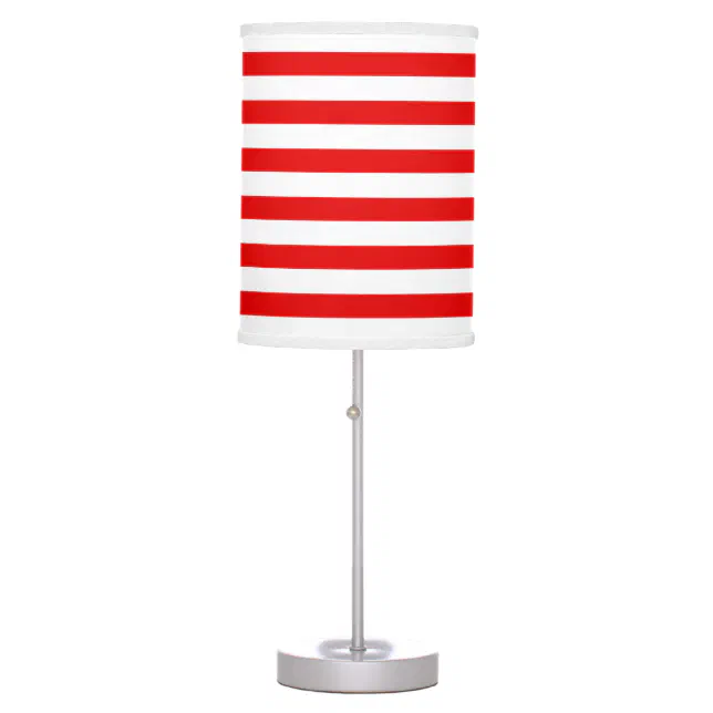 Red and White Stripe pattern Table Lamp | Zazzle
