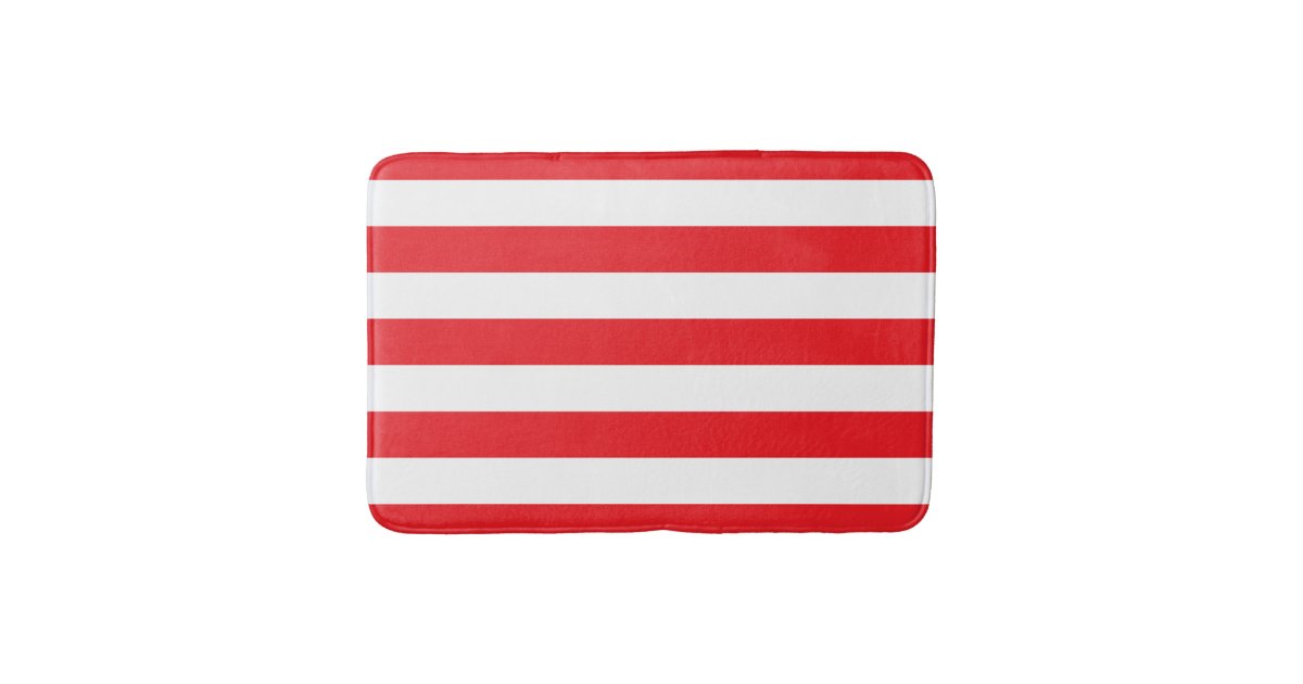 Red and White Striped Bath Mat | Zazzle
