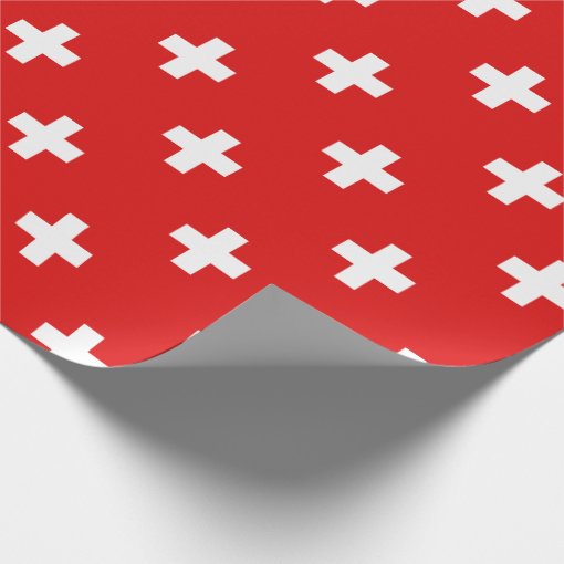 Red and White Swiss Cross Pattern Wrapping Paper | Zazzle