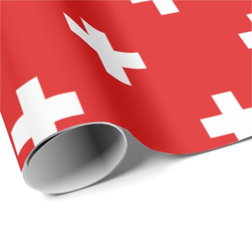 Red and White Swiss Cross Pattern Wrapping Paper | Zazzle