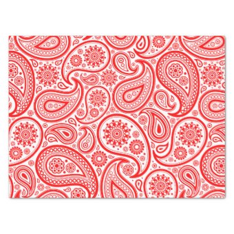 Red and white vintage paisley pattern tissue paper | Zazzle