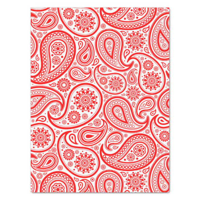Red and white vintage paisley pattern tissue paper | Zazzle