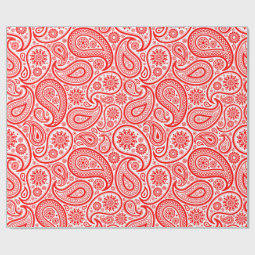 Red and white vintage paisley pattern wrapping paper | Zazzle