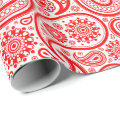 Red and white vintage paisley pattern wrapping paper | Zazzle