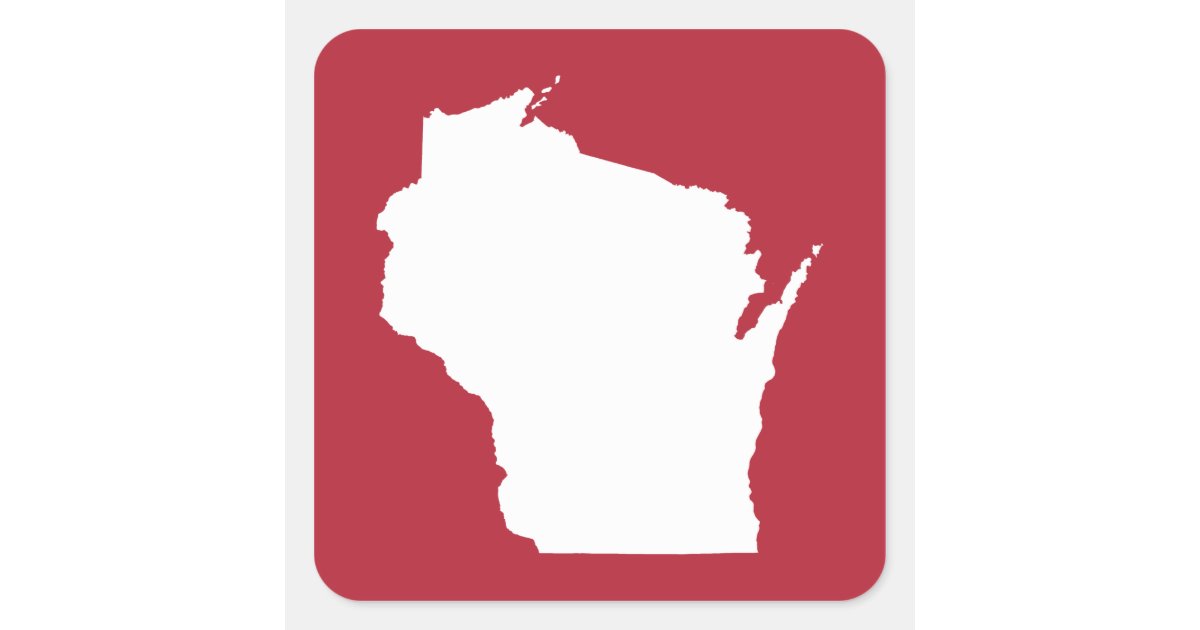 Red and White Wisconsin Square Sticker | Zazzle.com