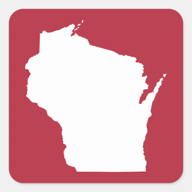 Red and White Wisconsin Square Sticker | Zazzle