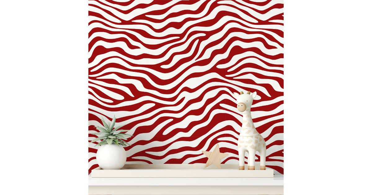 Red and White Zebra Stripe Wallpaper | Zazzle