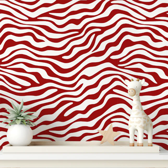 Red and White Zebra Stripe Wallpaper | Zazzle