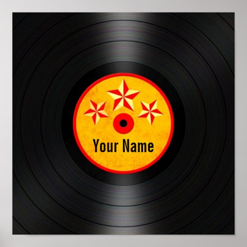 Red and Yellow Stars Personalized Vinyl Record Poster | Zazzle