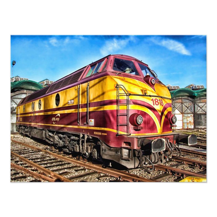 Red and Yellow Steam engine Locomotive Train Art Photo Print | Zazzle