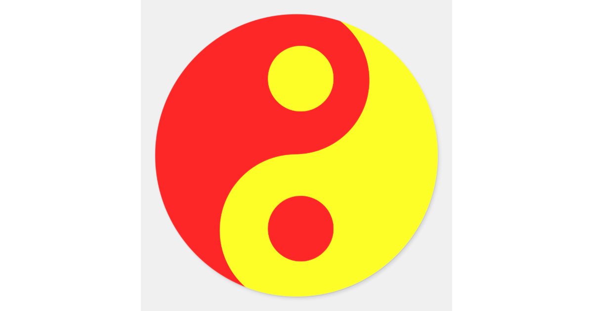 Red and Yellow Yin Yang Symbol Classic Round Sticker | Zazzle