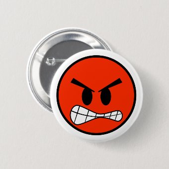 Red Angry Face Emoji Button | Zazzle
