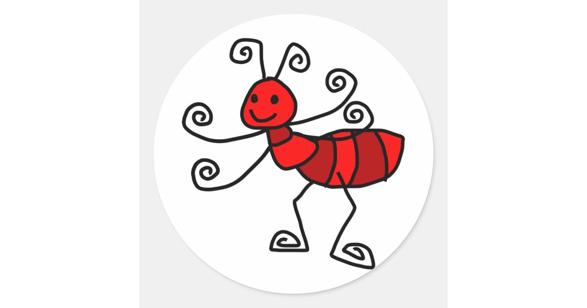 Red ant classic round sticker | Zazzle