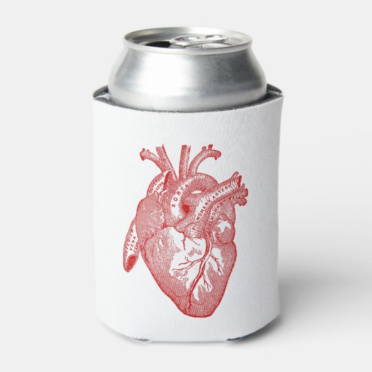 Red Antique Anatomical Heart Can Cooler | Zazzle.com