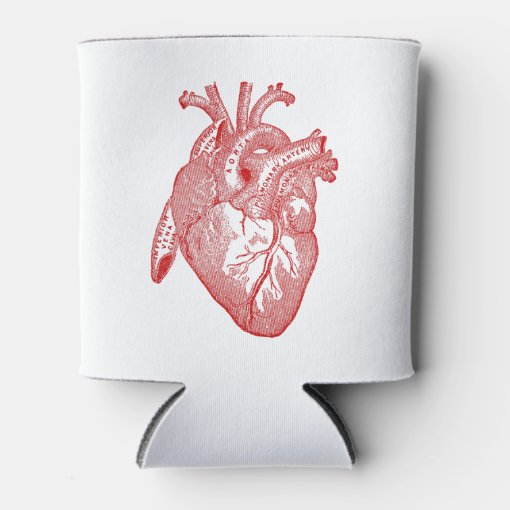 Red Antique Anatomical Heart Can Cooler | Zazzle