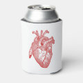 Red Antique Anatomical Heart Can Cooler | Zazzle