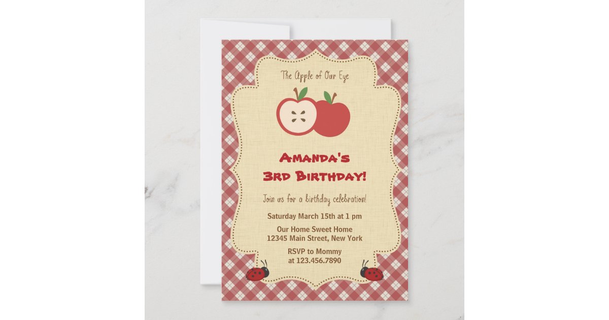 Red Apple Birthday Party Invitation | Zazzle