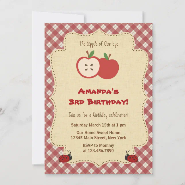 Red Apple Birthday Party Invitation | Zazzle