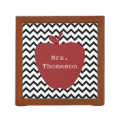 Red Apple Black Chevron Teacher Desk Organizer | Zazzle